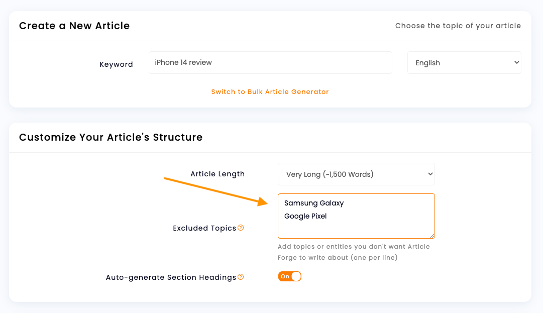 Shaping your articles: How to exclude topics – Article Forge Help Center